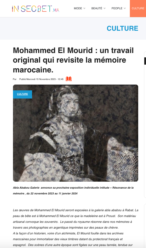 Résonance de la mémoire - El Mourid — abla ababou galerie