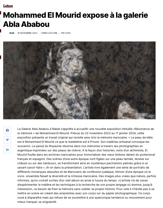 Résonance de la mémoire - El Mourid — abla ababou galerie