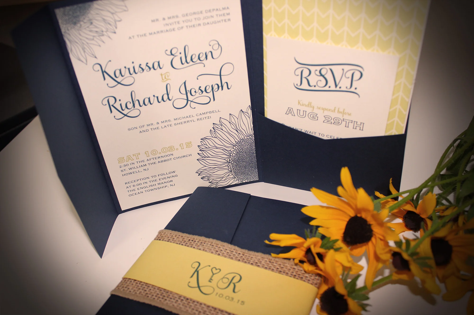 Light Blue And Yellow Wedding Invitations