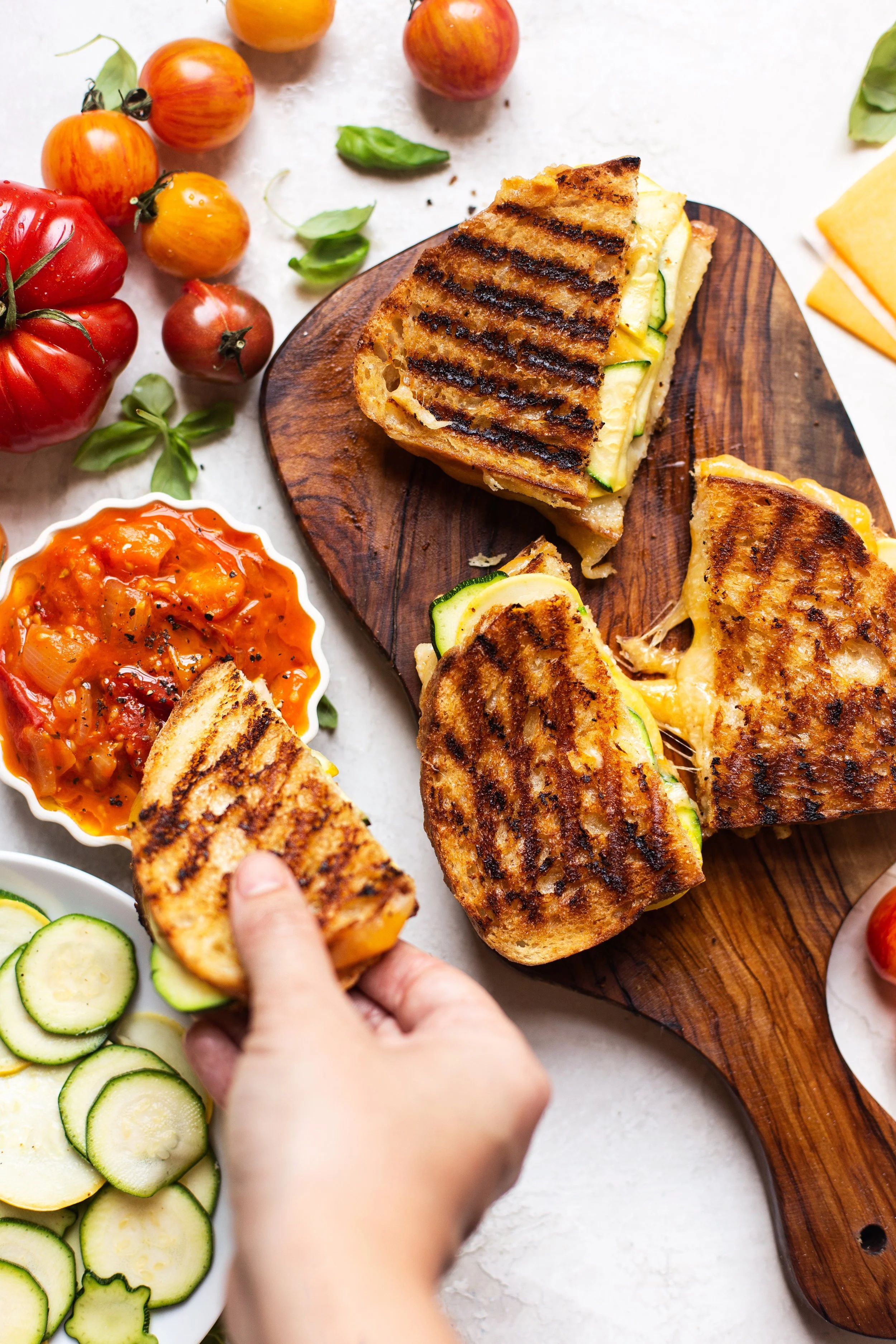 Summer Squash Grilled Cheese Toasties with Fresh Tomato Dipping Sauce ...