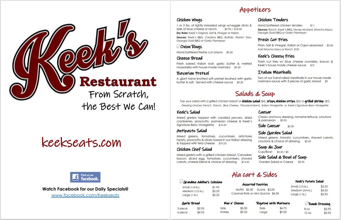 Menu — Keek's