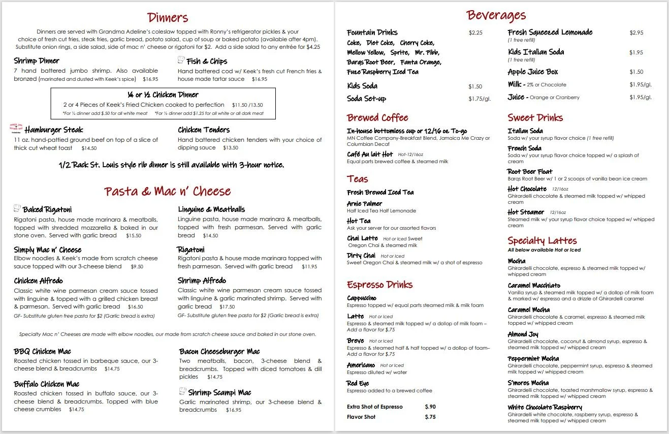 Menu — Keek's