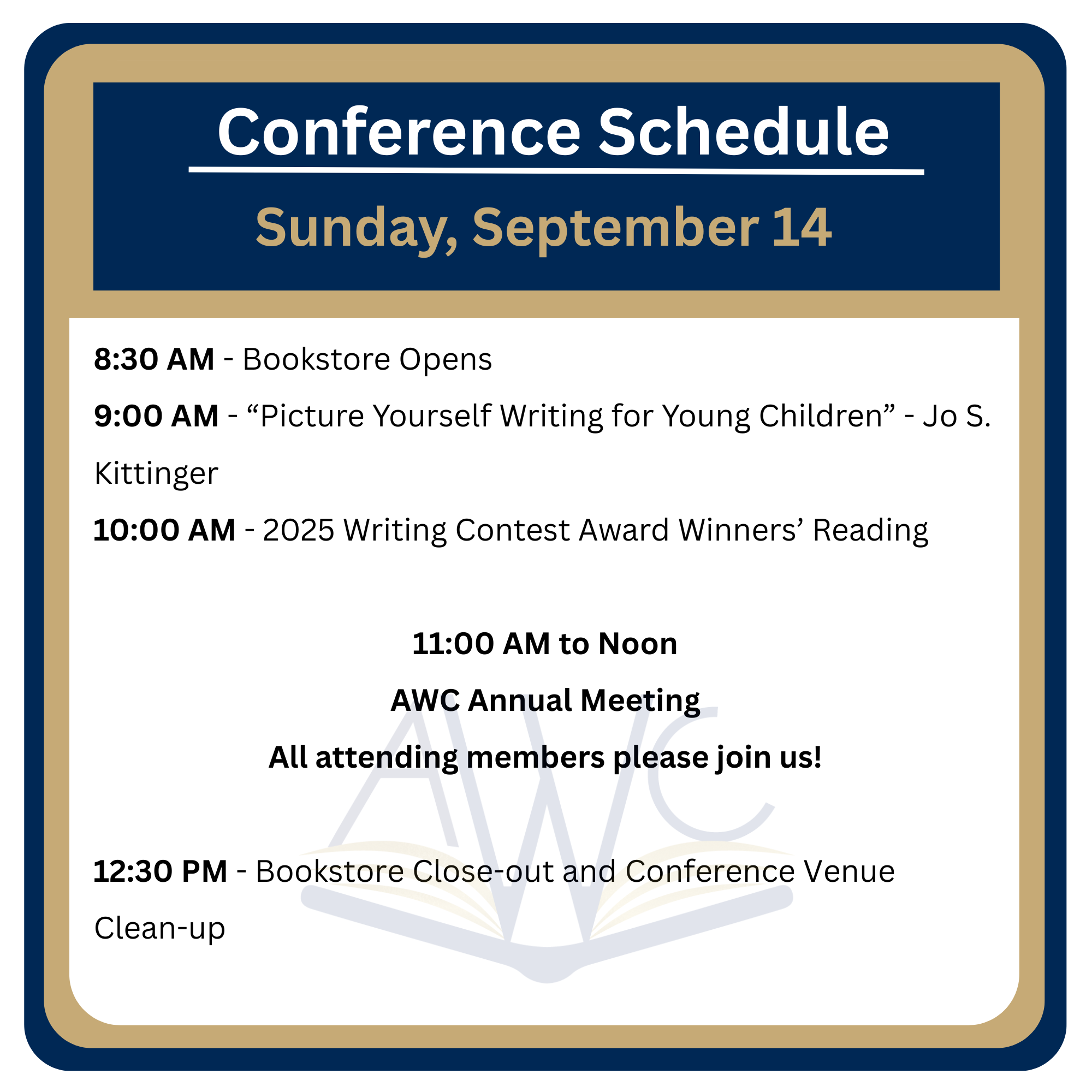 2025 Conference Schedule — Alabama Writers Cooperative