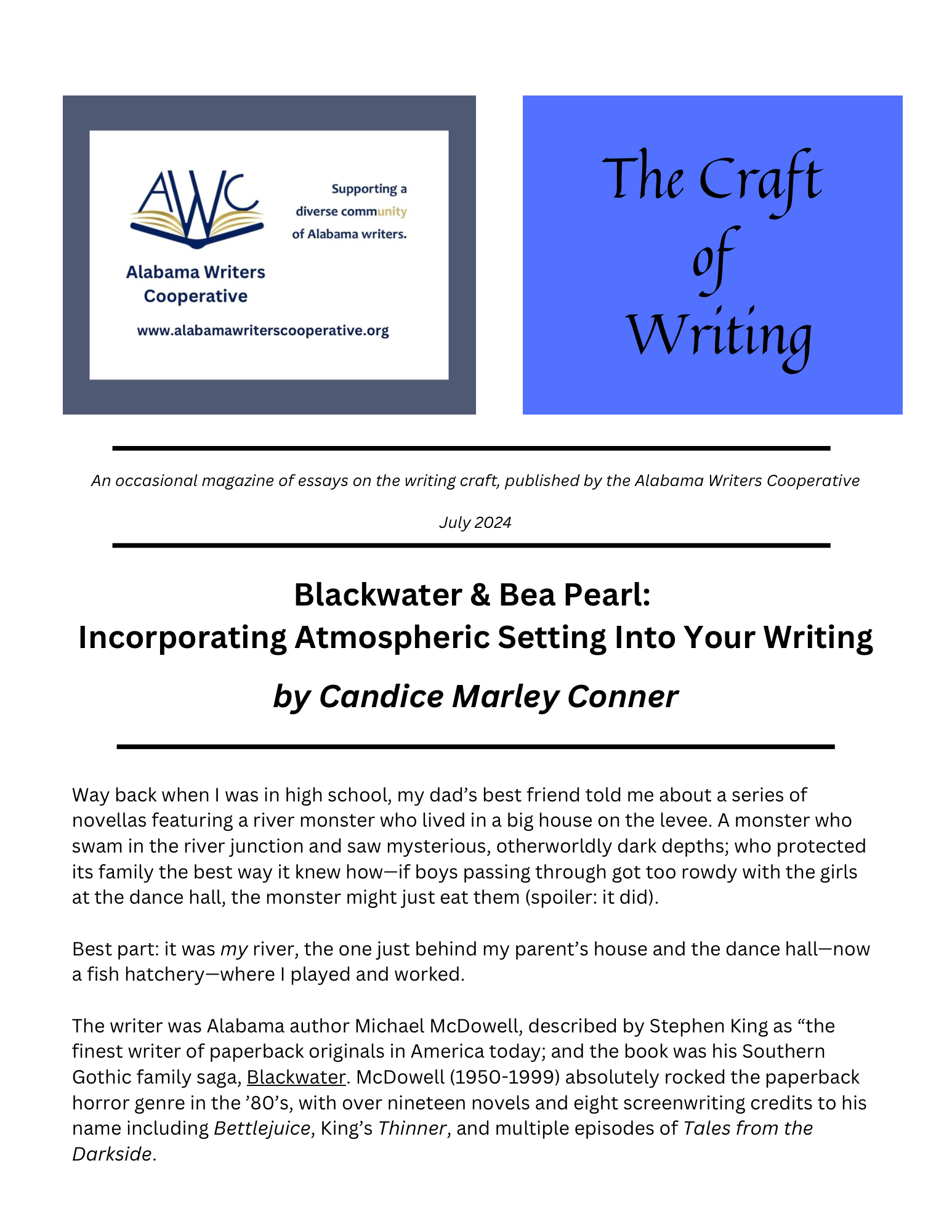 The Craft of Writing: “Blackwater and Bea Pearl: Incorporating ...
