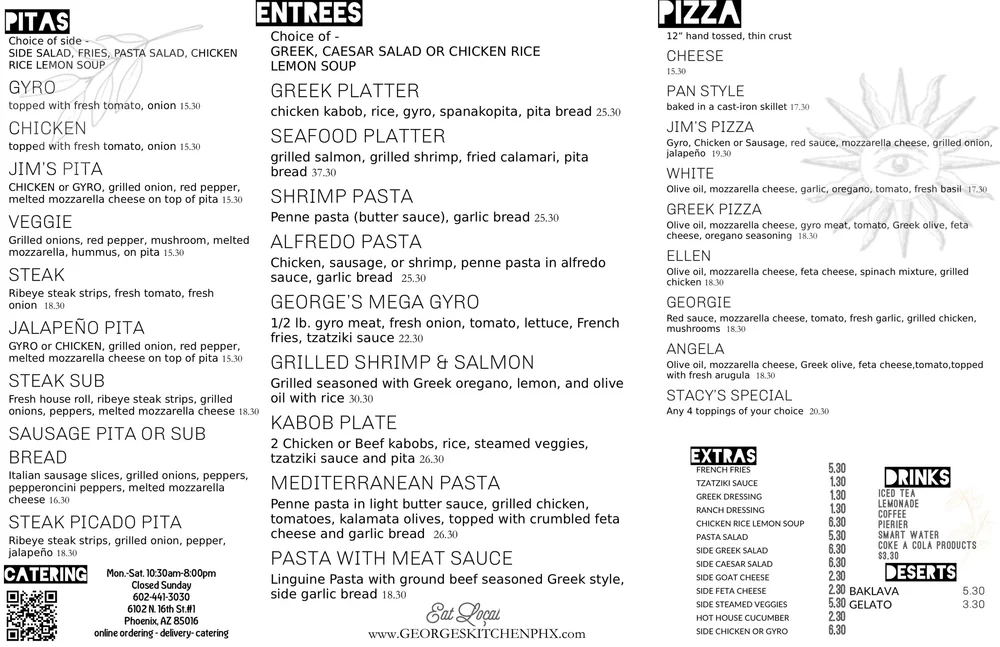 Georges Kitchen menu