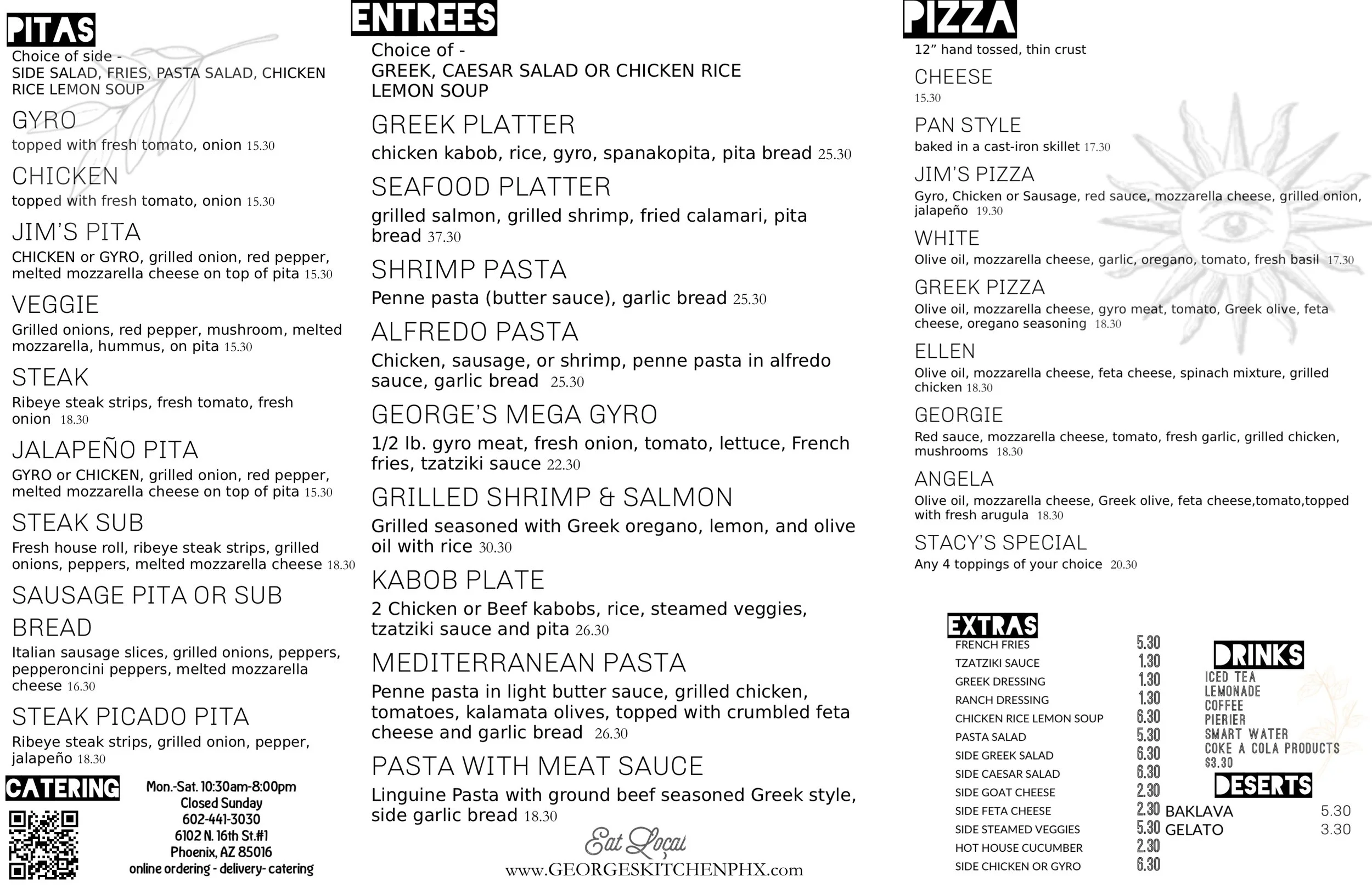 Georges Kitchen menu