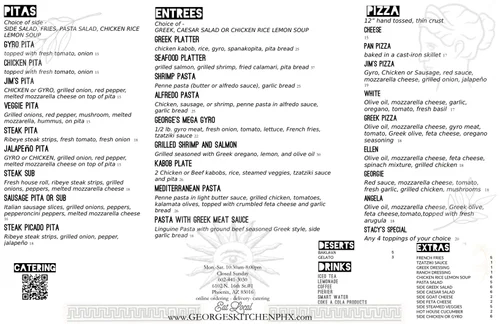 Georges Kitchen menu