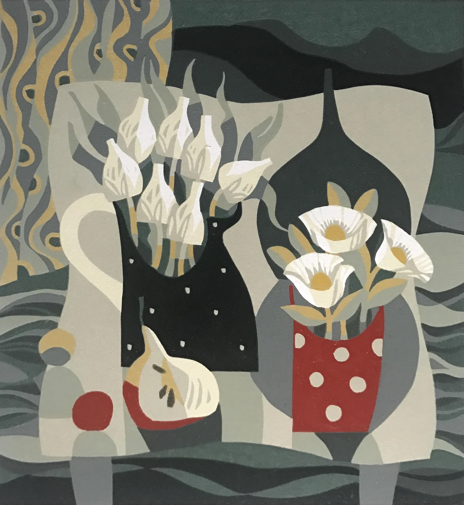 Cherry & Waves — Jane Walker Printmaker