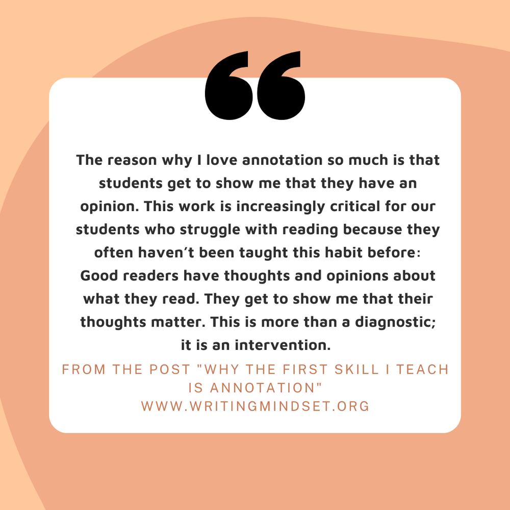 Why the First Skill I Teach is Annotation — WRITING MINDSET