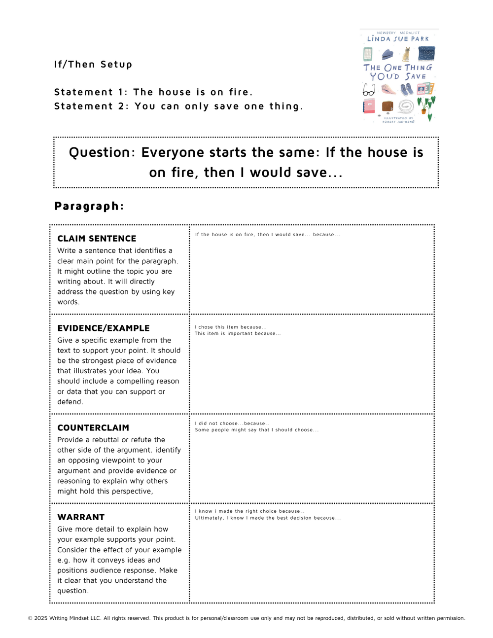 How to Create a Claim, Evidence, Reason Paragraph — WRITING MINDSET