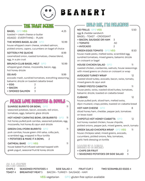 Our Menus — The Beanery