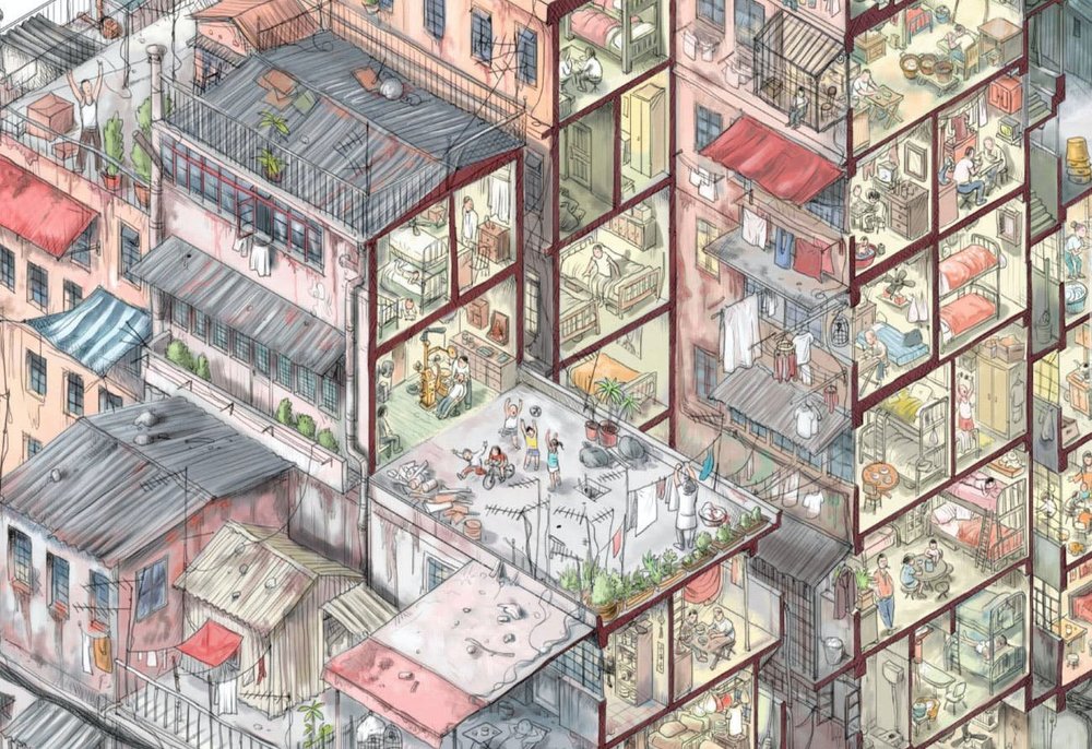 Intricate Kowloon Walled City Drawing by Adolfo Arranz — MRJAKEPARKER.COM