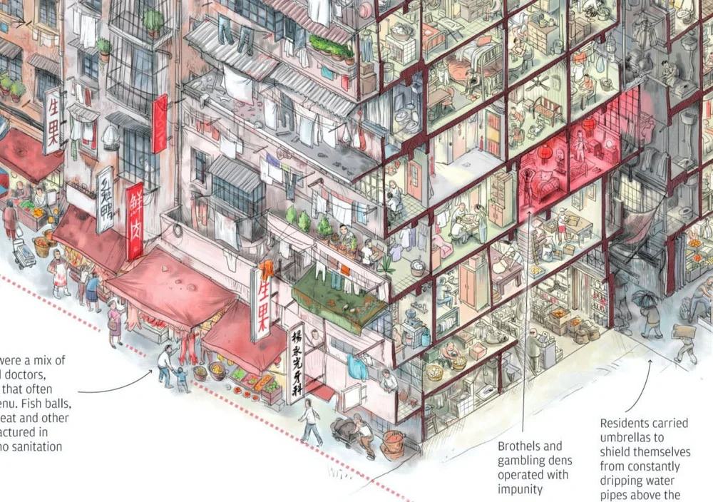 Intricate Kowloon Walled City Drawing by Adolfo Arranz — MRJAKEPARKER.COM