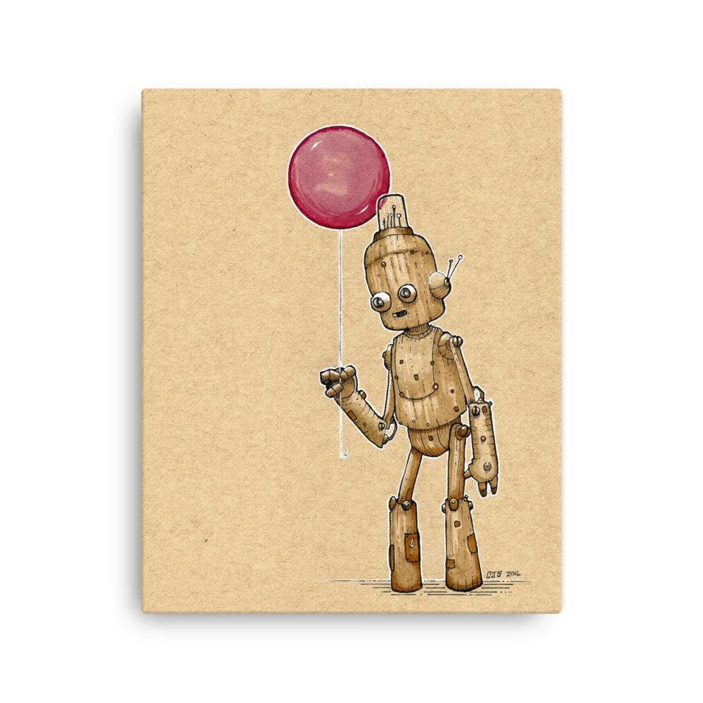Cute Rusty Robot Illustration Canvas Print — The Art of Craig Snodgrass