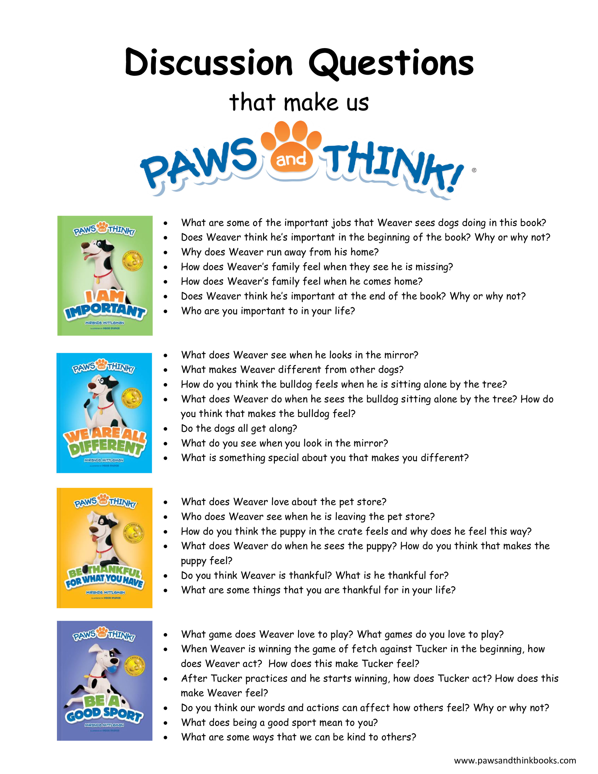 Printables — PAWS and THINK!®
