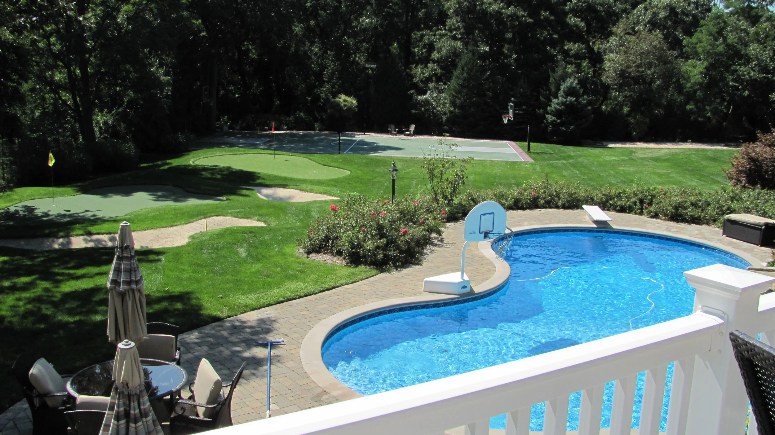 Centereach, NY - Backyard Landscape Resort with Patio, Swimming Pool ...