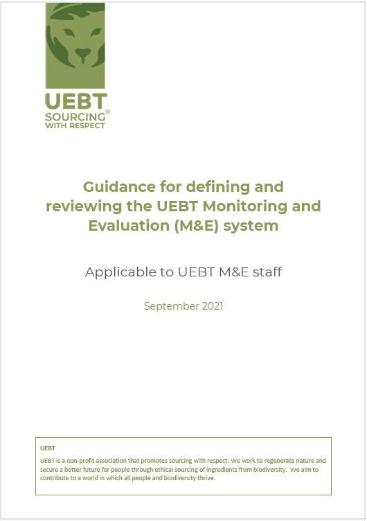 Guidance for defining and reviewing the UEBT M&E system — UEBT
