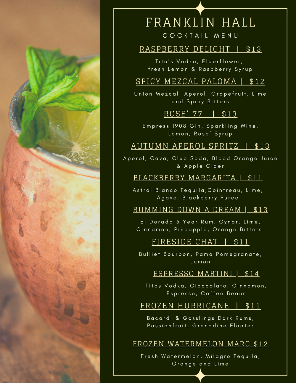 Cocktails — Franklin Hall | American Beer Hall | Washington, D.C.