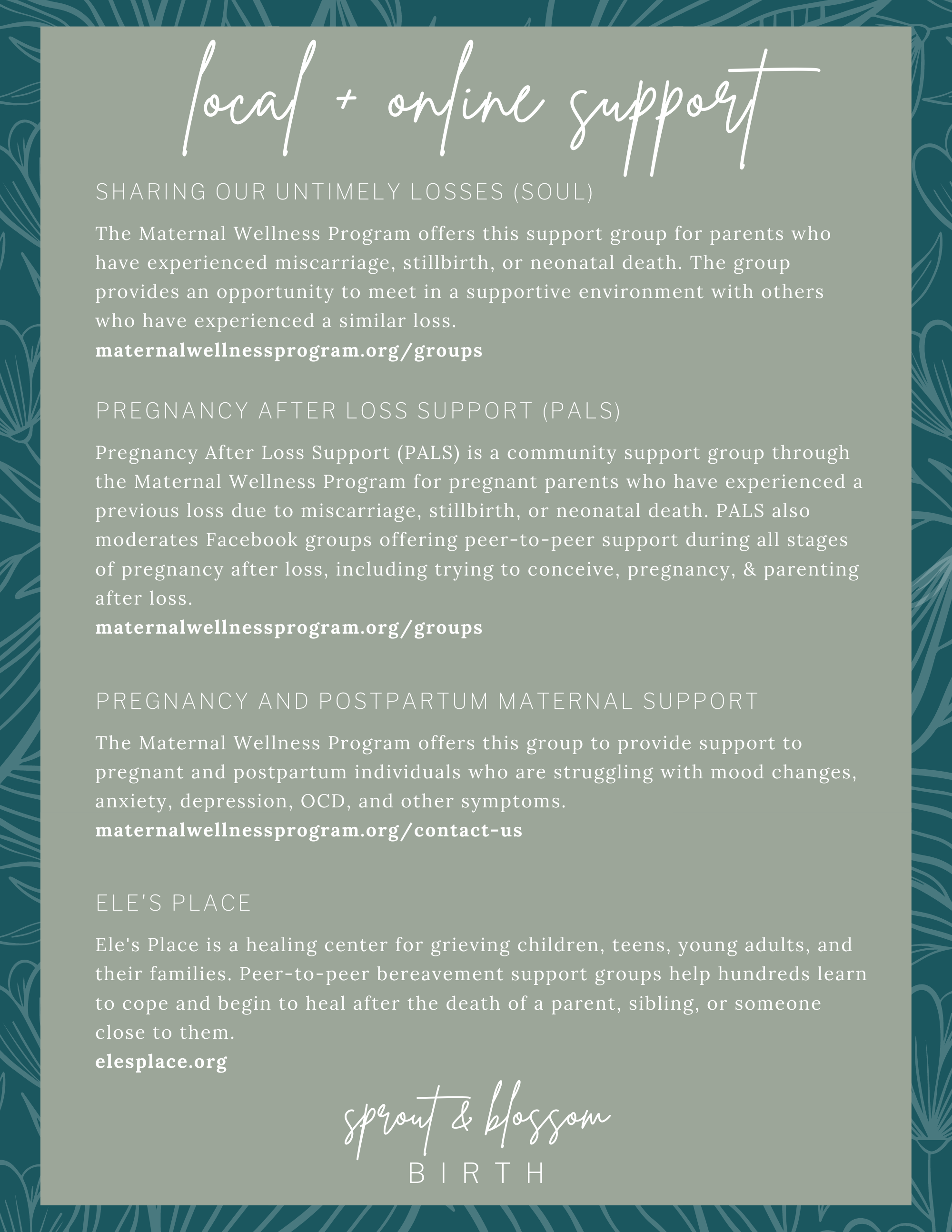 Support After Loss: Local and Online Resources for Pregnancy and Infant ...