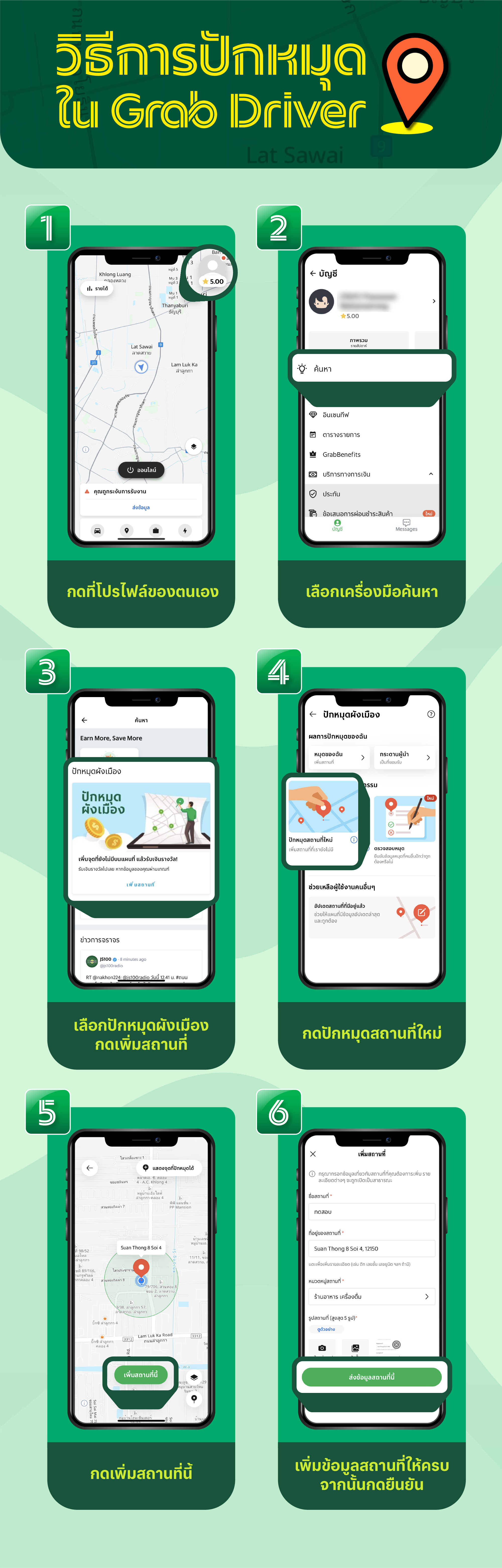 📍 ปักหมุดผังเมือง - ปักหมุดง่าย ๆ ได้อินเซนทีฟเพิ่ม — GrabDriverTH