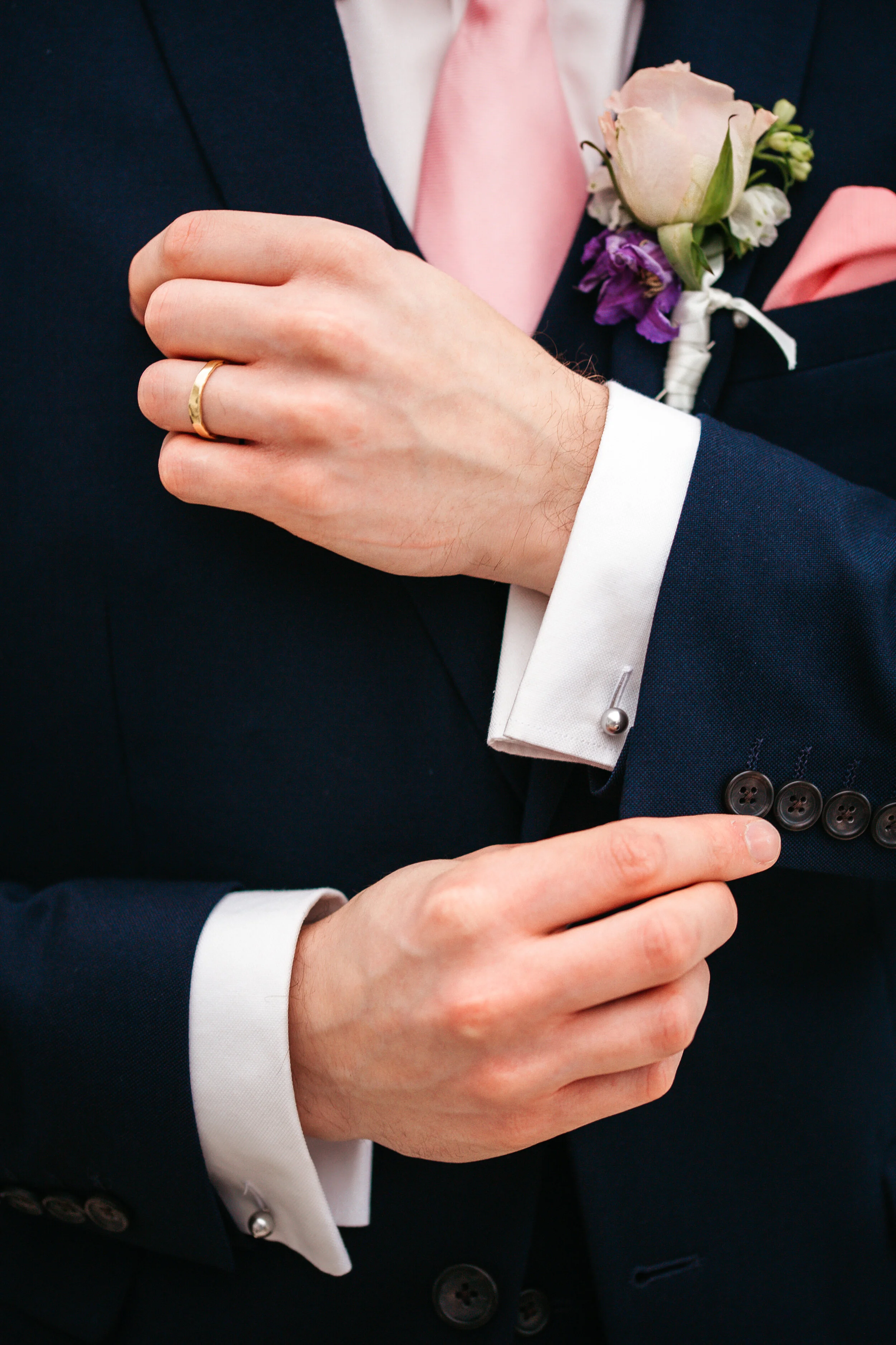 Traditional wedding with blush tones — Molten Wedding Ring Company