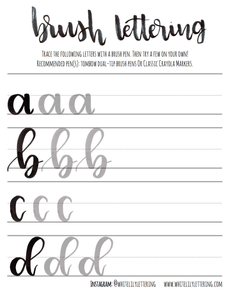 Free Hand Lettering Practice Worksheets For Brush Free Hand Lettering Practice Worksheets For Brush