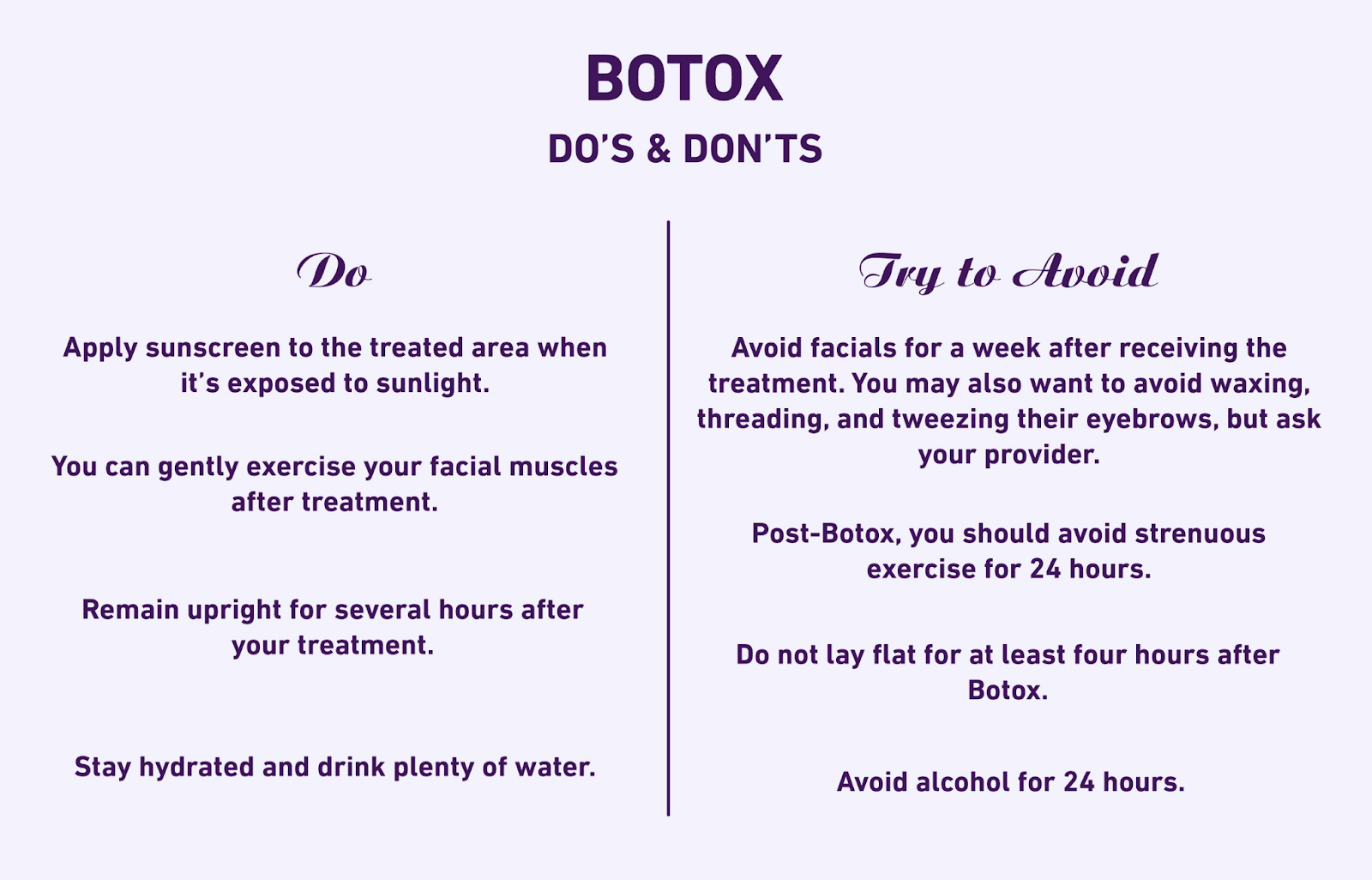 Do s And Don ts After Botox Treatment Avellina Aesthetics Do s And Don ts After Botox Treatment Avellina Aesthetics