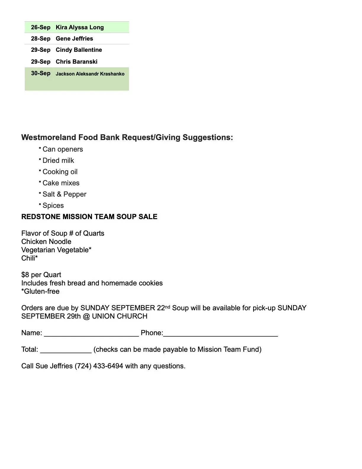 Weekly Bulletin — Union Presbyterian Church