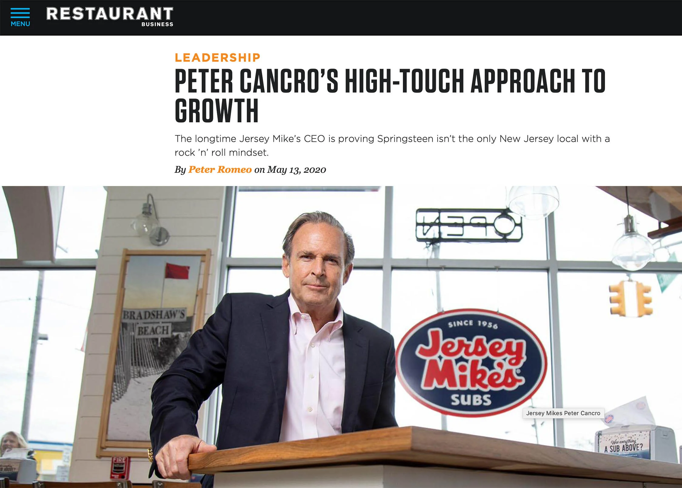 Magazine portrait of Jersey Mike's founder Peter Cancro — New Jersey ...