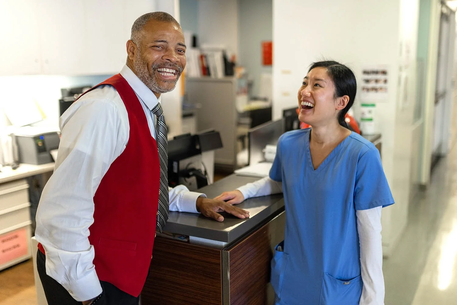 Smiling healthcare workers