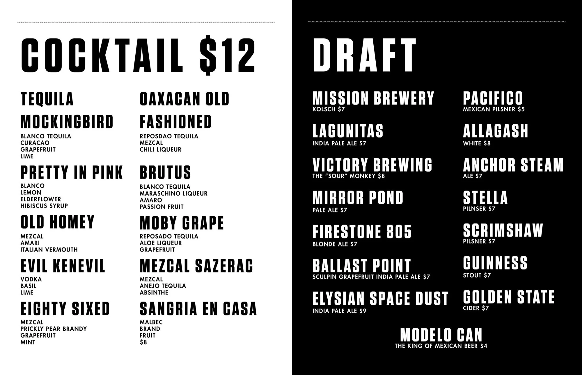 Menu — Tequila Mockingbird