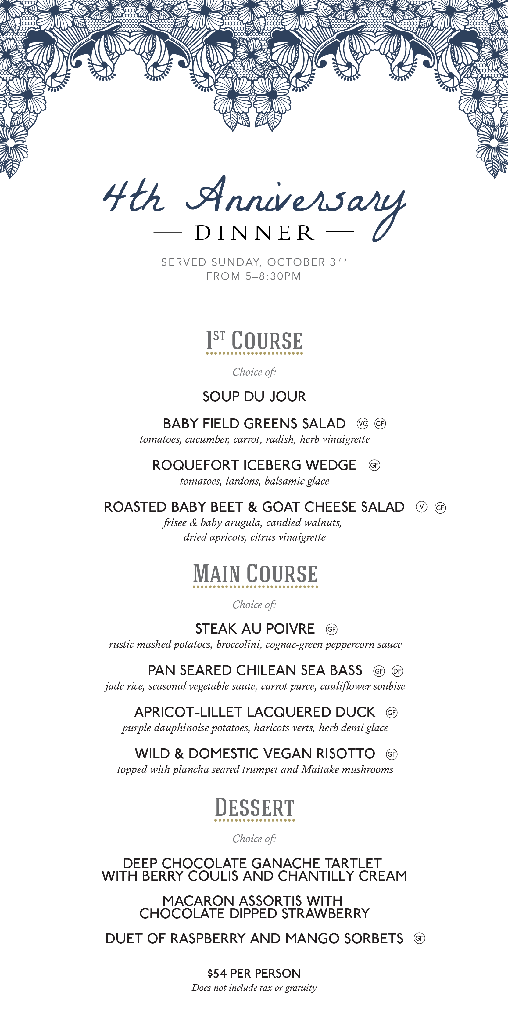 Anniversary Dinner — Blue Moon Over Avila