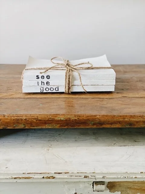 DIY Stamped Book Stacks Tutorial | She Gave It A Go