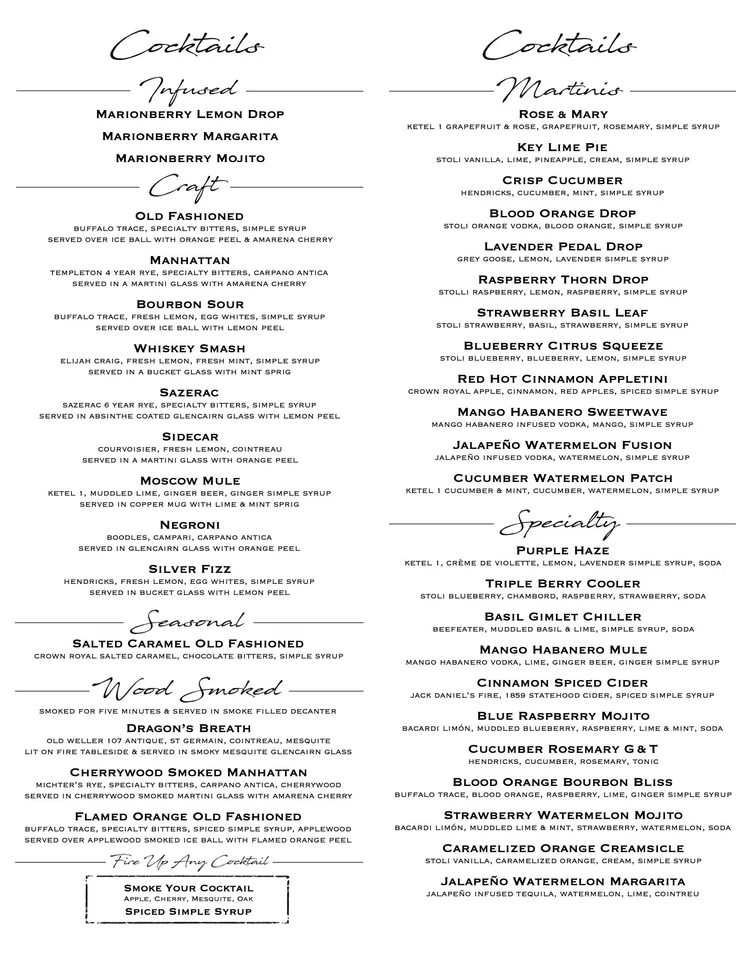 Liquor & Cocktail List — Rudy's Steakhouse