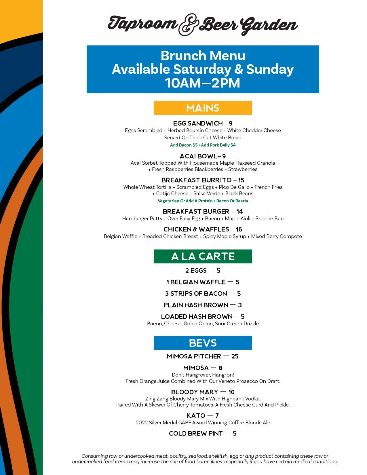 Sonder Brewing — Mason Brunch Menu