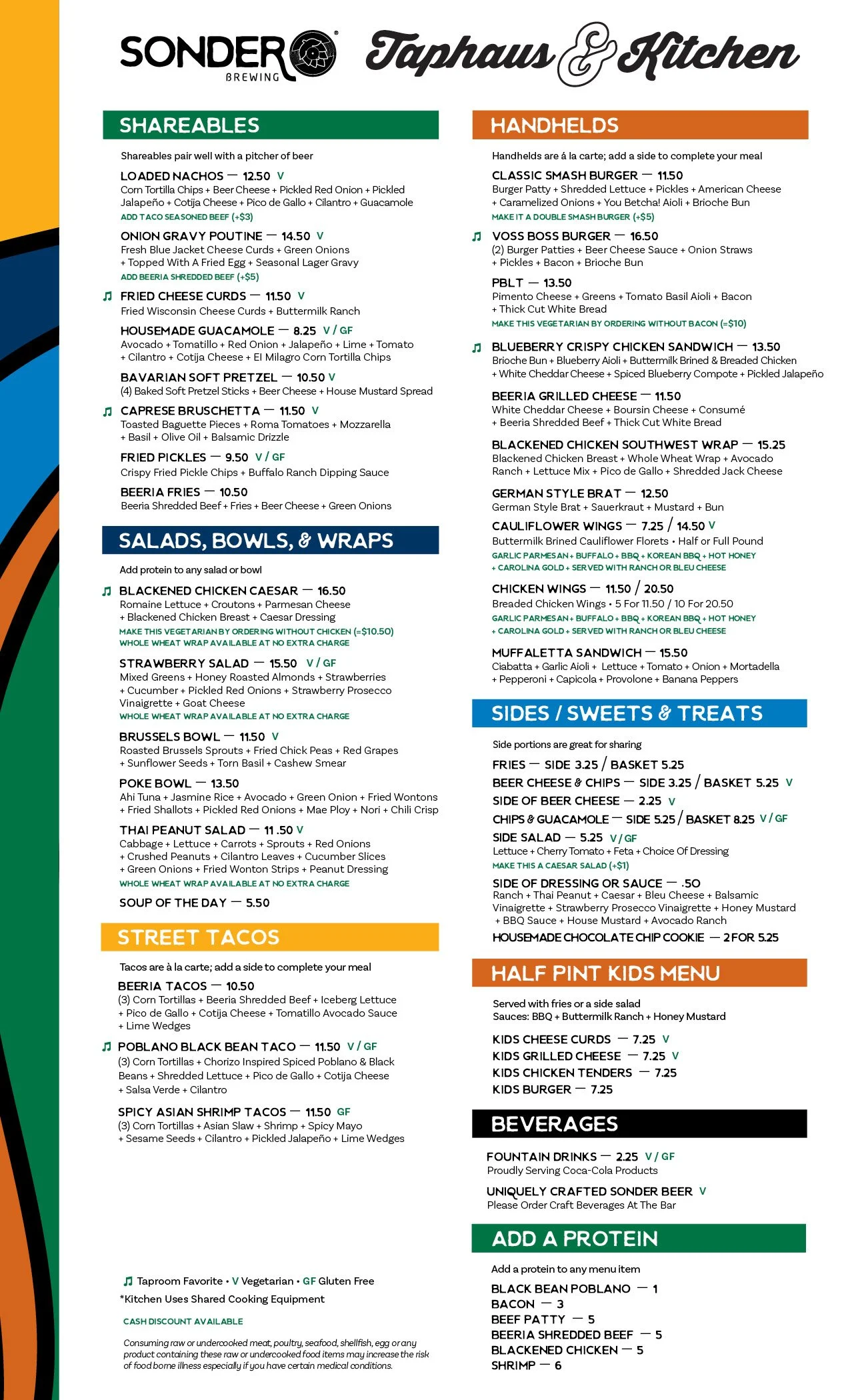 Sonder Brewing — West Chester Taphaus Dinner Menu