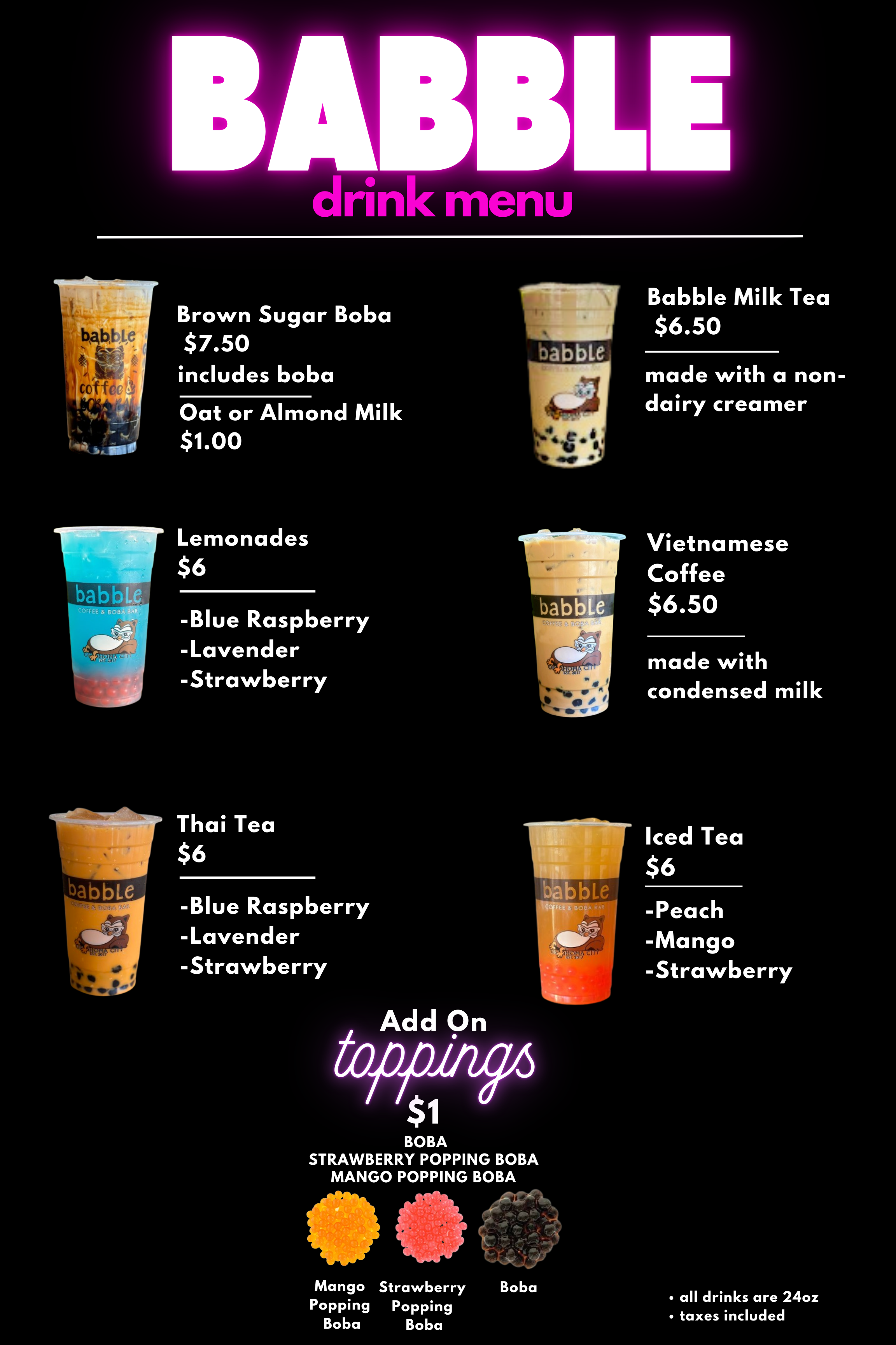 Food Truck Menu — BABBLE COFFEE & BOBA TEA BAR