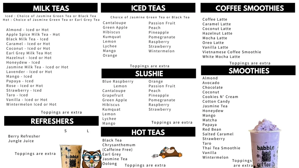 Drinks — BABBLE COFFEE & BOBA TEA BAR