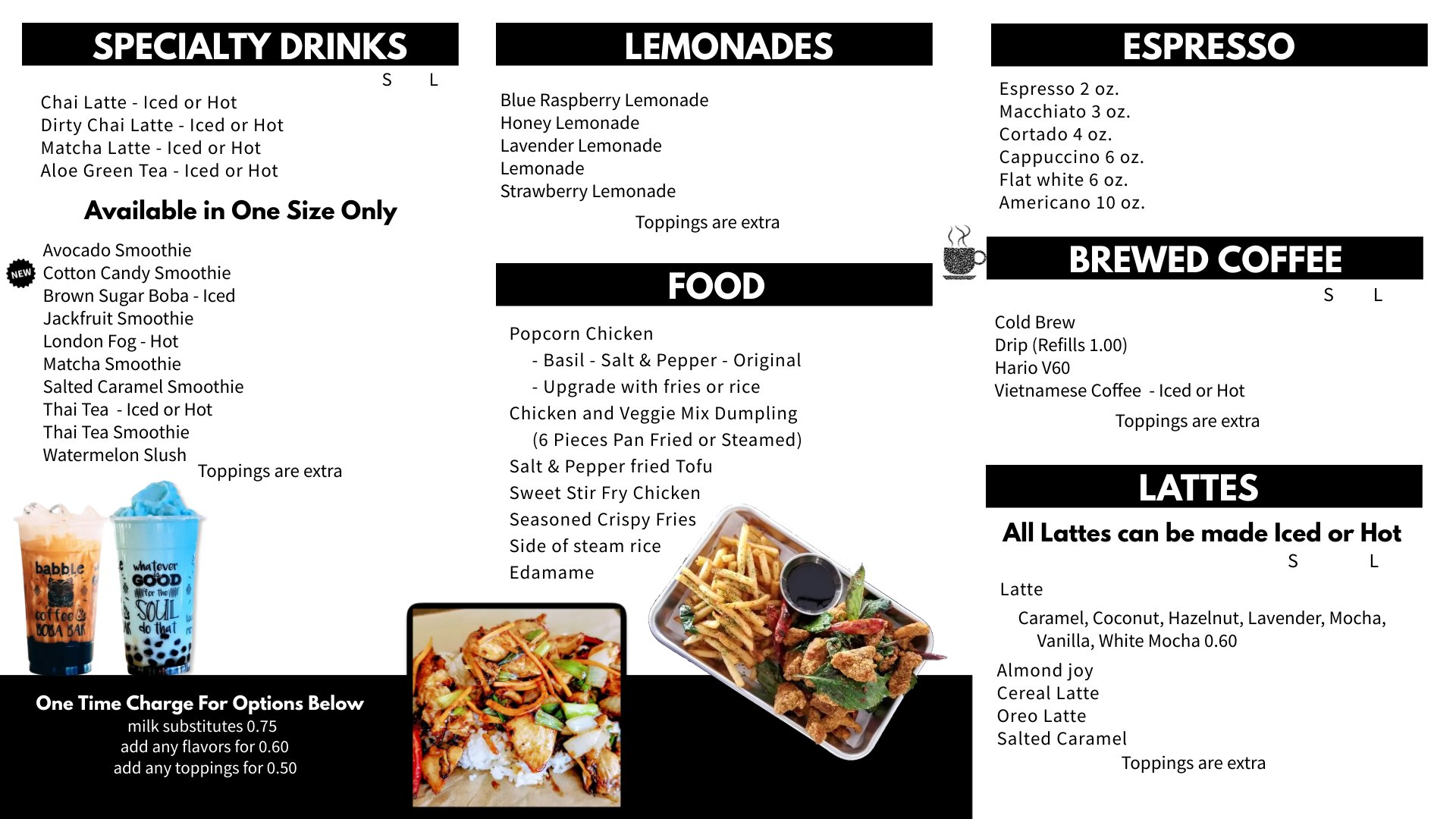 Drinks BABBLE COFFEE BOBA TEA BAR