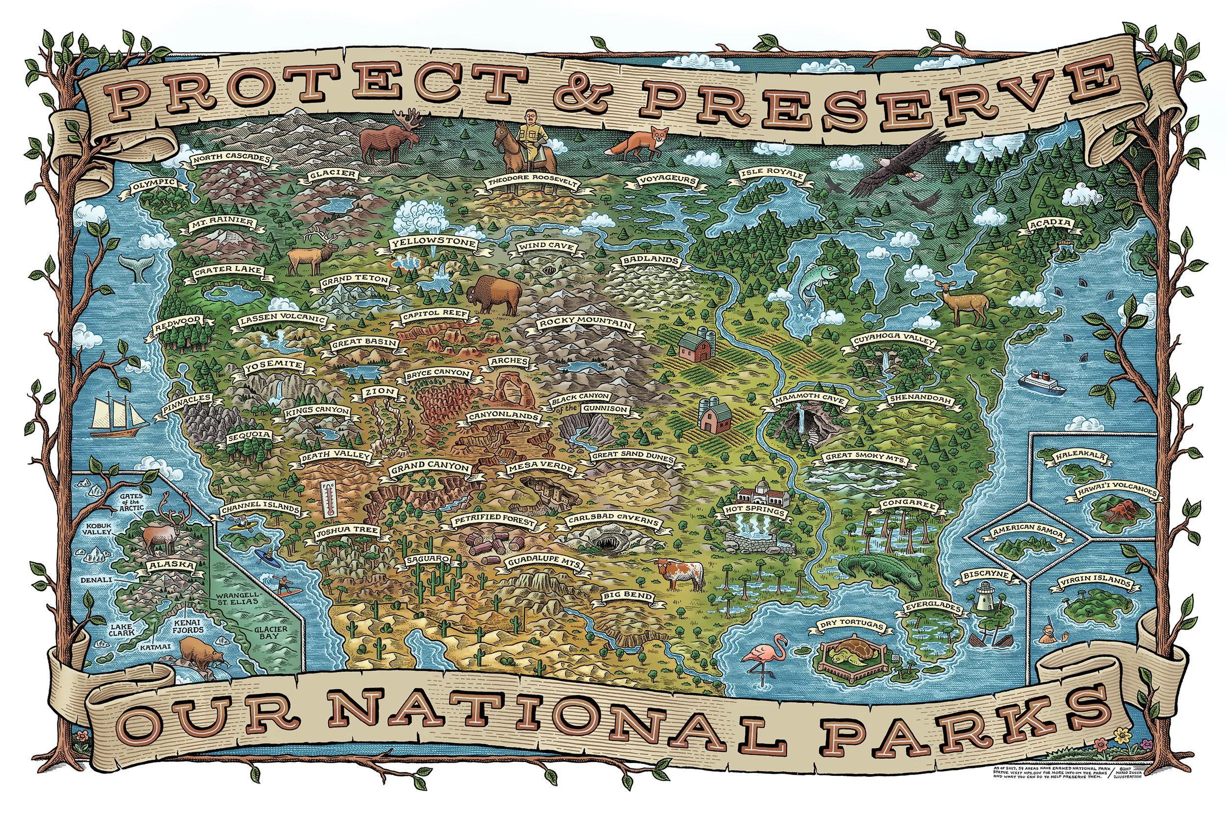 National Parks — Hand-Drawn Maps by Mario Zucca