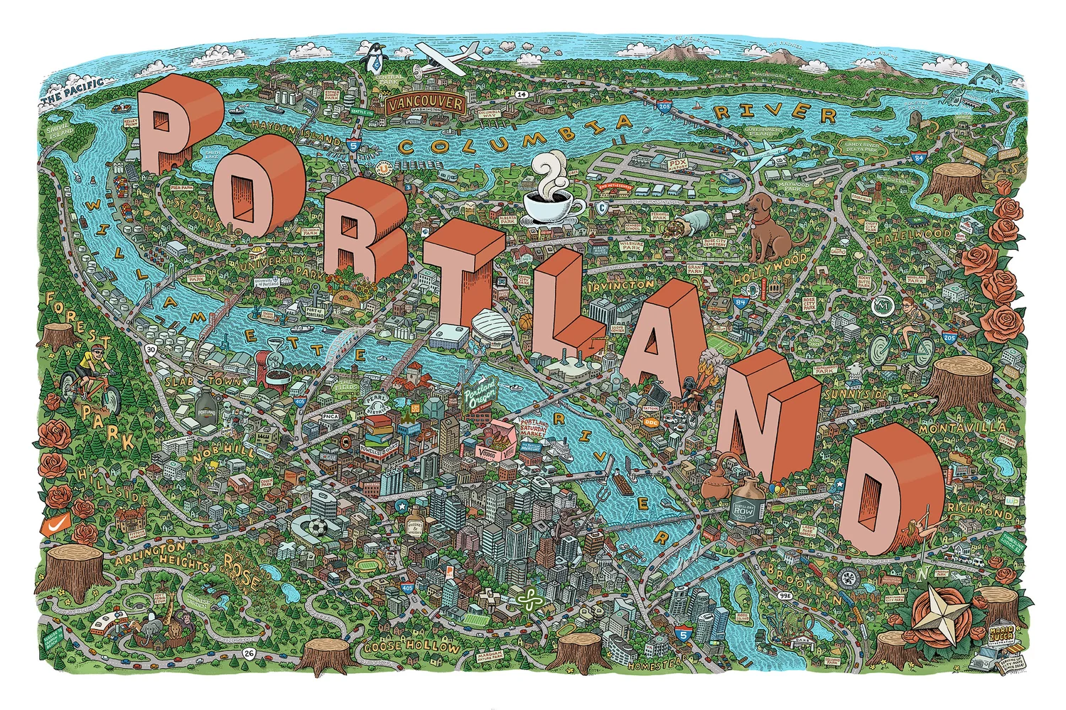 Portland — Hand-Drawn Maps by Mario Zucca