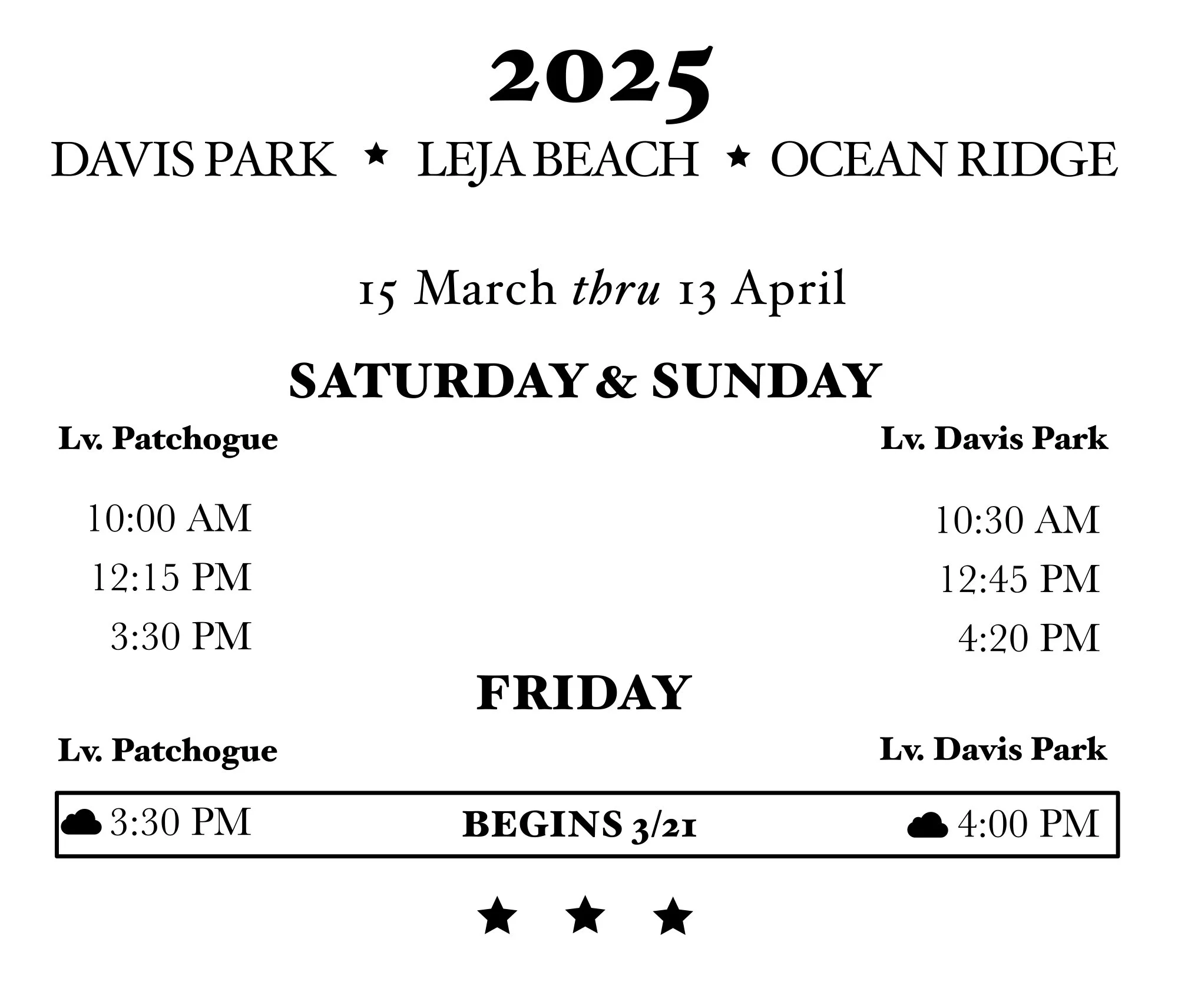 Davis Park Schedule — Davis Park Ferry