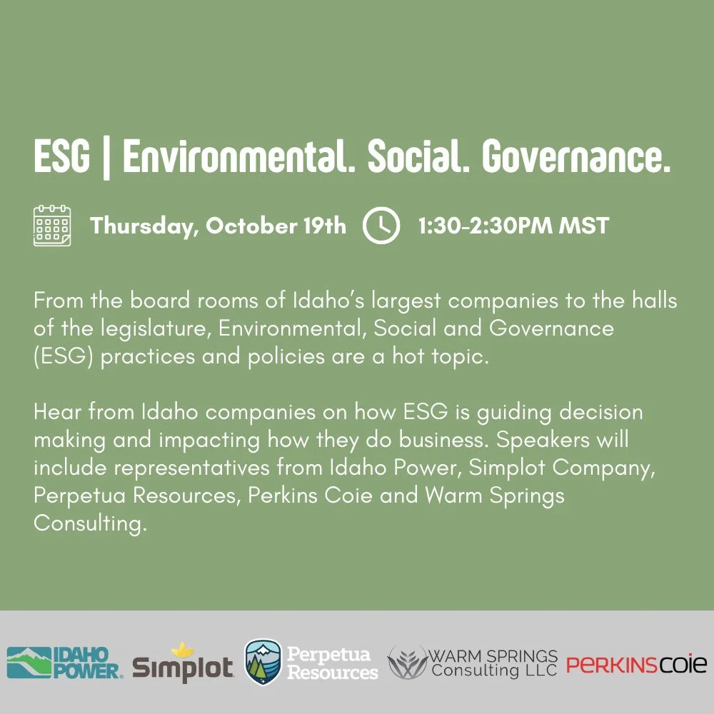 Lunch & Learn: What is ESG — Idaho Business For The Outdoors