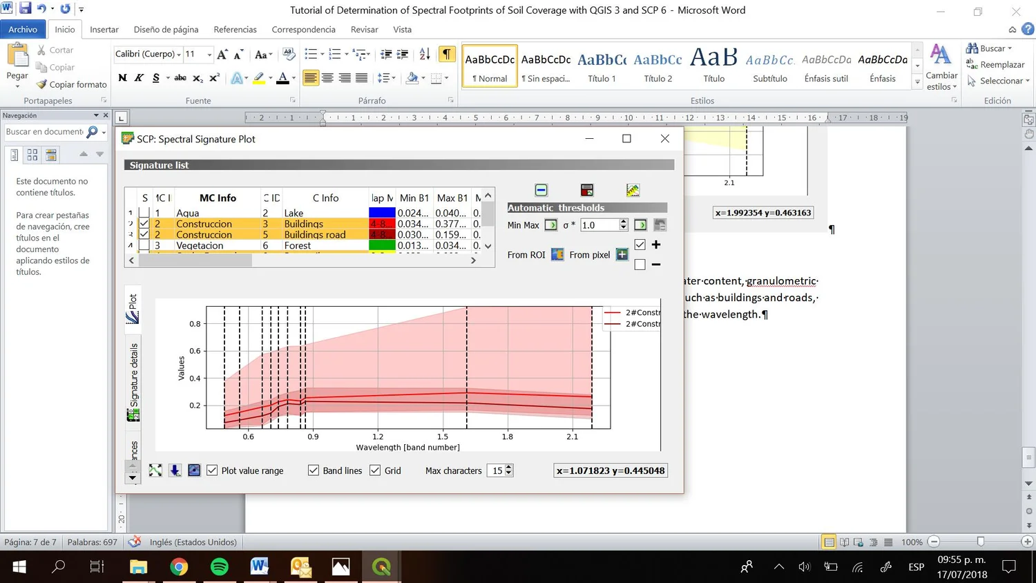 Land cover spectral signatures determination with QGIS 3 and Semi ...