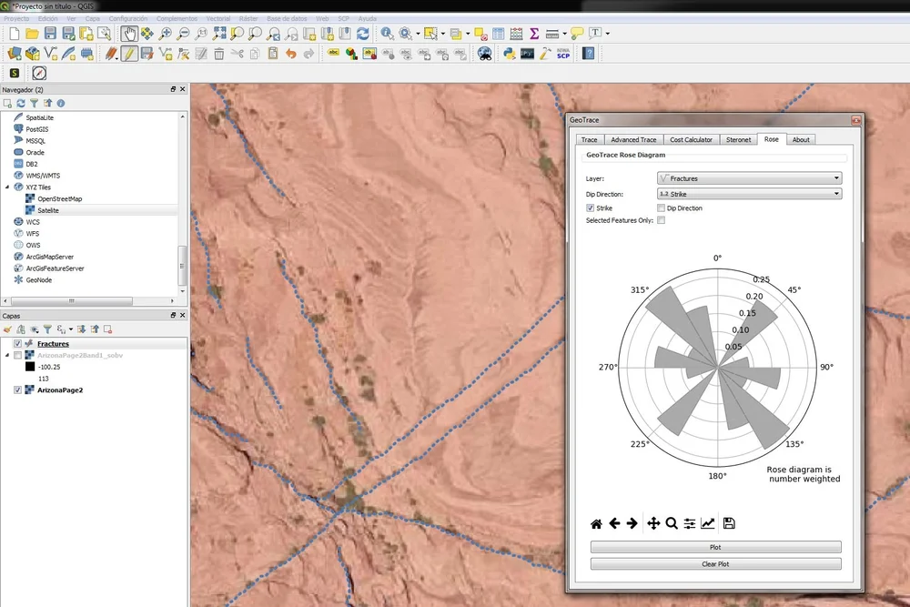 Extracting geological faults and orientation representation in QGIS ...