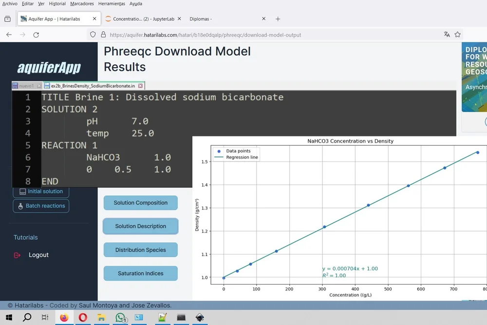 Modeling Brine Density vs Concentration Regression Lines with Phreeqc and Aquifer App - Tutorial ...