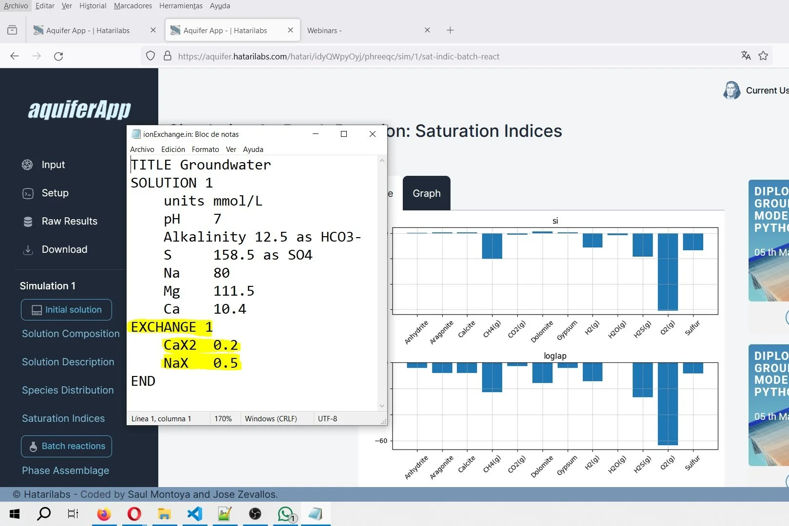 Simple example of ion exchange modeling with Phreeqc and Aquifer App ...