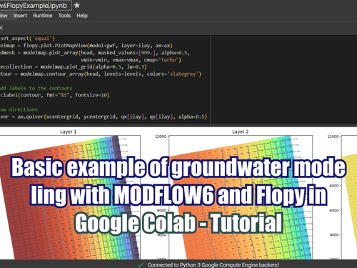 Basic example of groundwater modeling with MODFLOW6 and Flopy in Google ...