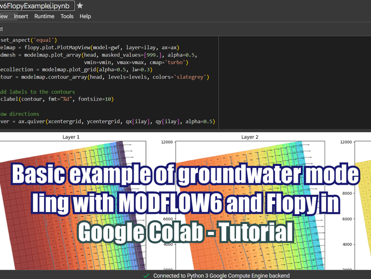 Basic example of groundwater modeling with MODFLOW6 and Flopy in Google Colab - Tutorial ...