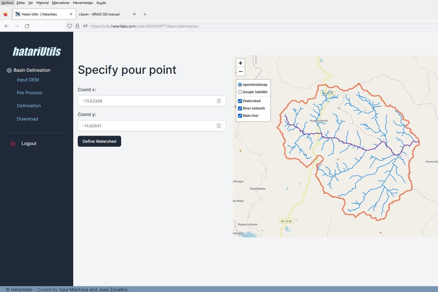 Online main channel determination from a river network with Hatari ...